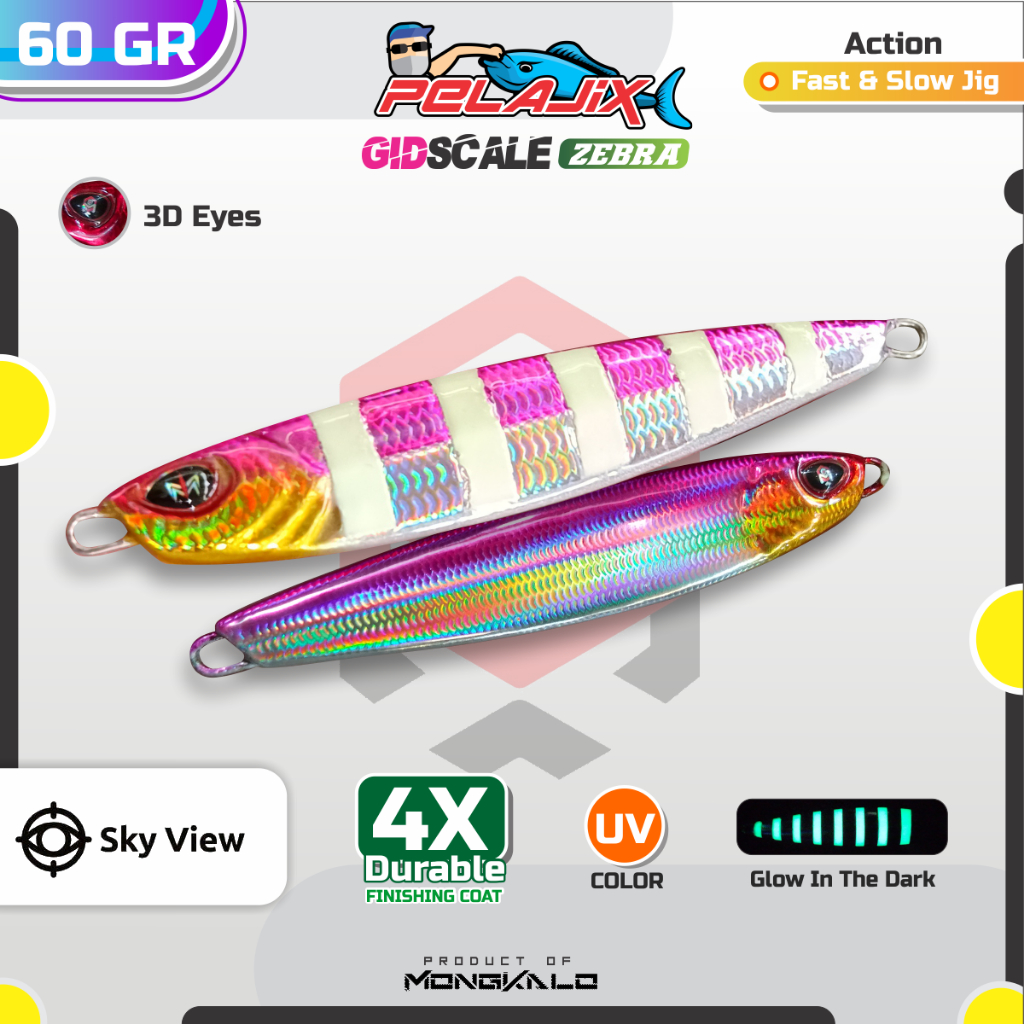 Jual Metal Jig 60 Gram GID MONGKALO PELAJIX Hologram Sisik Zebra GID 60gr MetalJig Killer 60g 60 ...