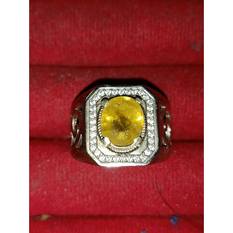 Jual cincin yellow sapphire natural yakut kuning asli | Shopee Indonesia