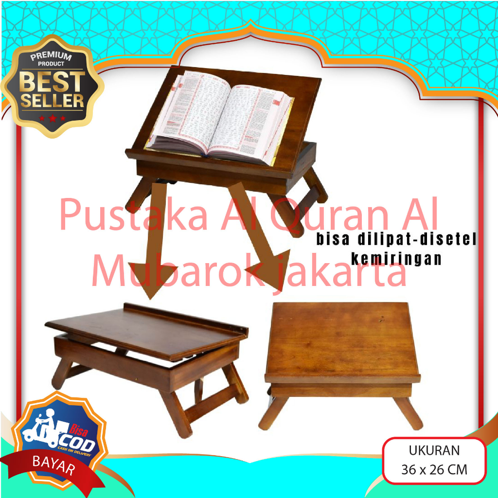 Jual Meja Alquran Rehal Rekal Lipat Besar Ukir Kayu Mahoni Plitur Asli ...
