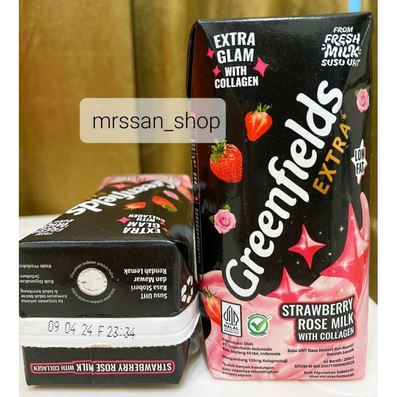 Jual GREENFIELDS UHT 200ml - STRAWBERRY ROSE MILK WITH COLLAGEN ...