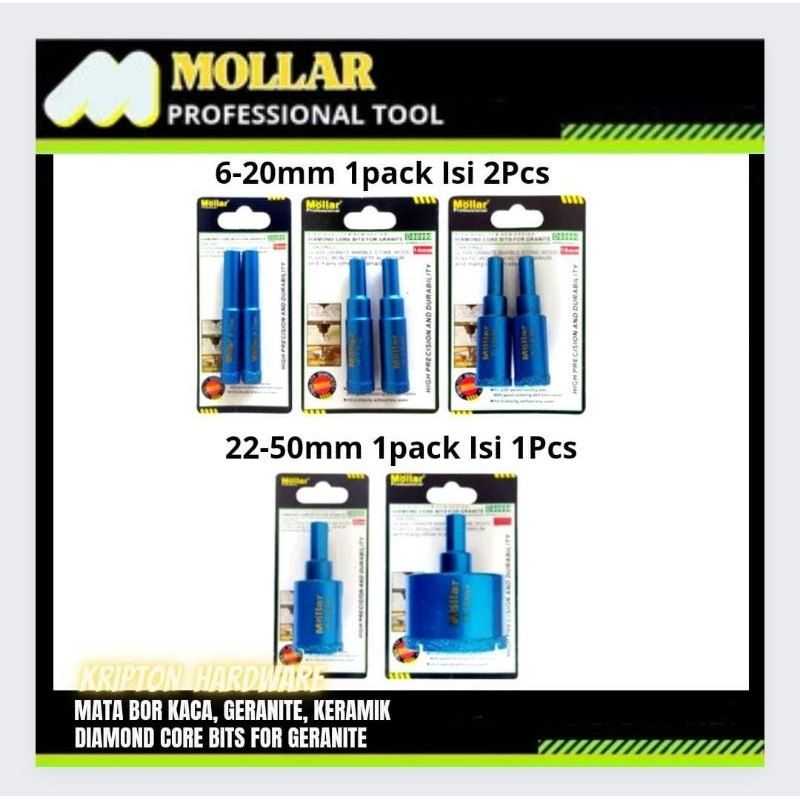 Jual mollar diamond core / mata bor kaca / keramik / granite 6-25mm ...