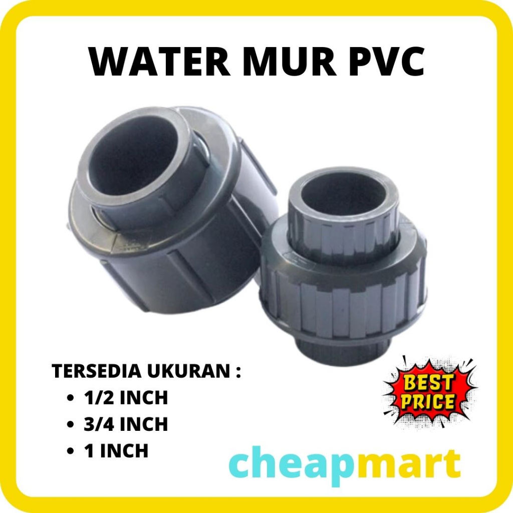 Jual Water Mur PVC Sambungan Pipa Ukuran 1/2 inch, 3/4 inch, 1 inch ...
