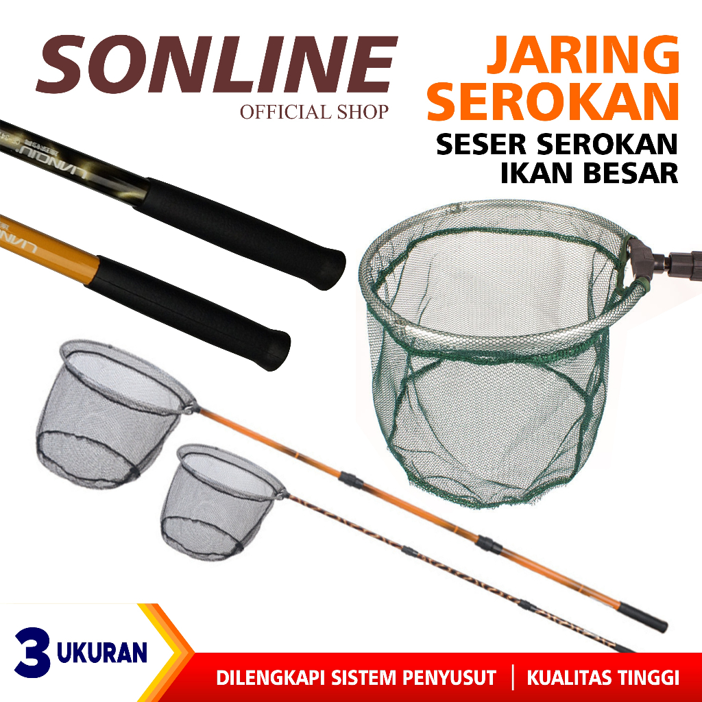 Jual SONLINE Tanggok Serokan Ikan Jaring Bulat Serokan Pencedok Ikan ...