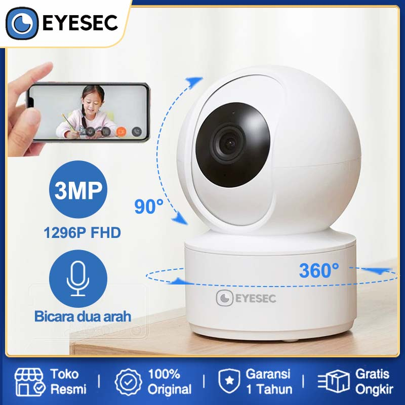Jual EYESEC Smart CCTV WIFI Indoor IP Camera CCTV 3MP 360° PTZ Kamera HP Jarak Jauh Garansi 1 ...
