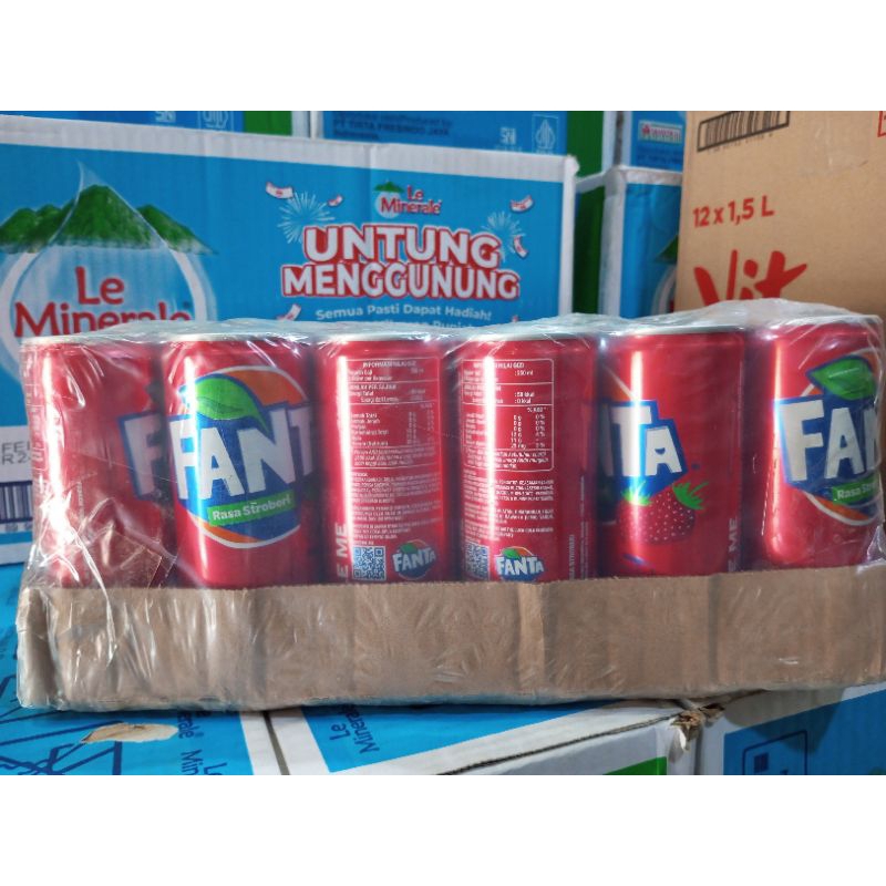 Jual Fanta kaleng rasa stroberi 250ml 1 pack isi 24 kaleng / minuman ...