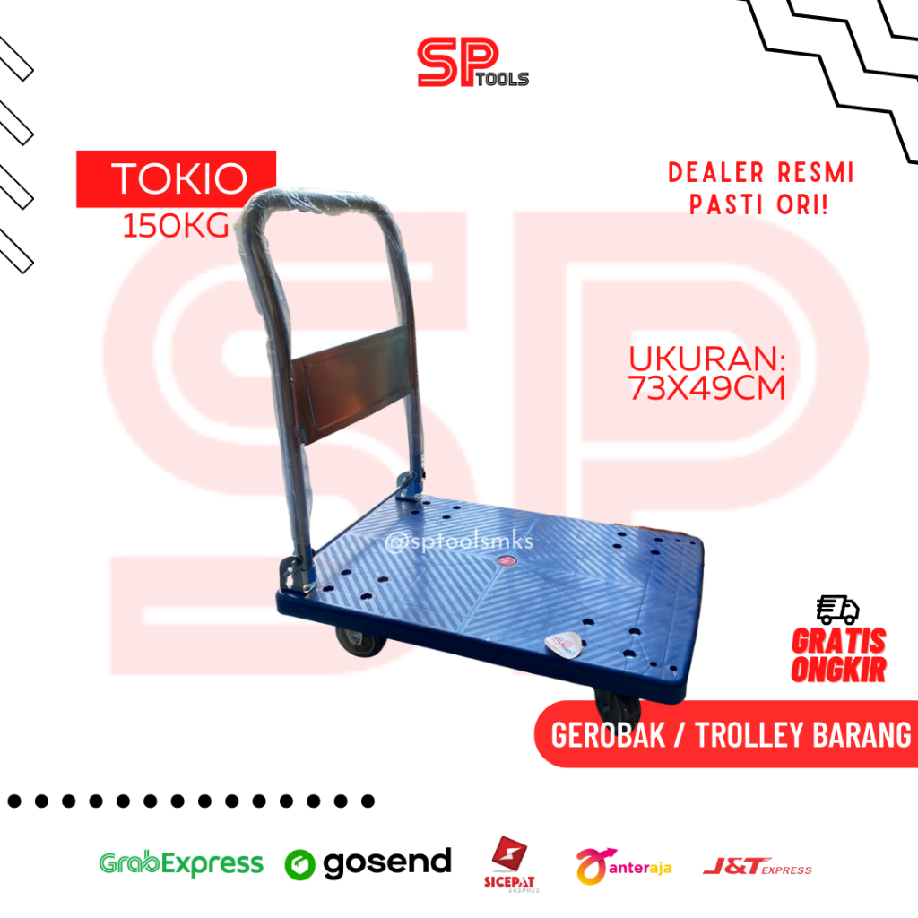 Jual GEROBAK / TROLLEY / TROLI / TROLLY BARANG 150KG 73X49CM TOKIO ...