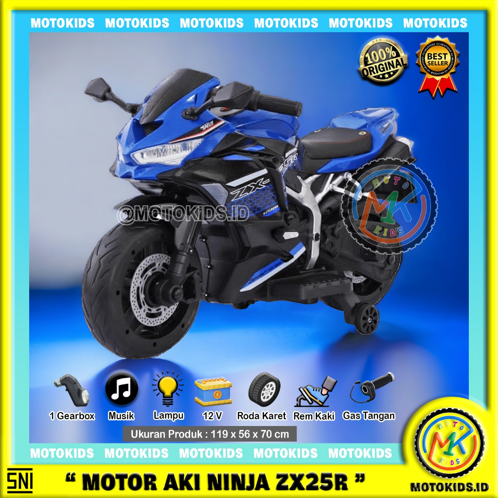 Jual Mainan Motor Aki Anak Ninja ZX 25R Motor Anak Ninja 12V GP Gas ...