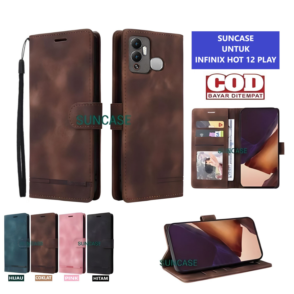 Jual Casing INFINIX HOT 12 PLAY model flip buka tutup case kulit ada ...