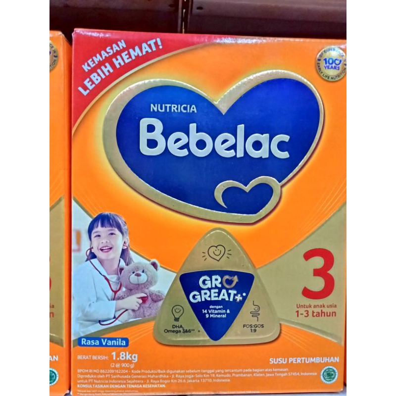 Jual Bebelac 3 1-3 tahun Rasa vanila 1,8kg | Shopee Indonesia