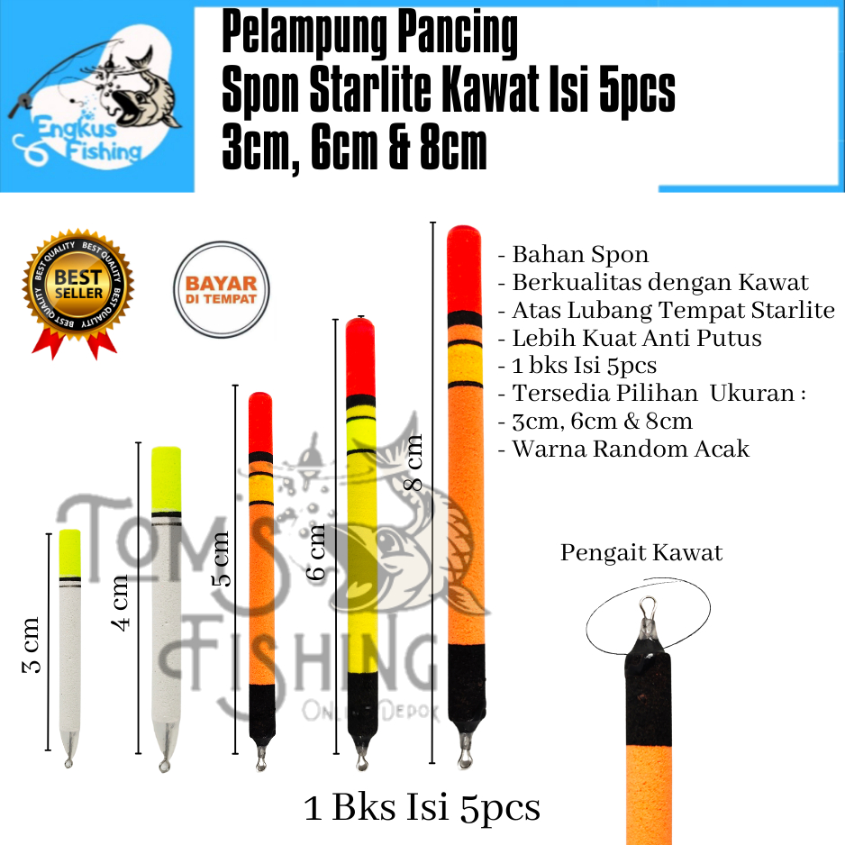 Jual Pelampung Pumbul Pancing Spon Starlite Kawat Perbungkus Isi 5pcs ...