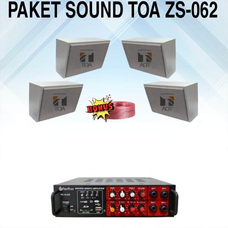 Jual paket sound system cafe dan restoran 4 speaker toa box toa zs-062 ...