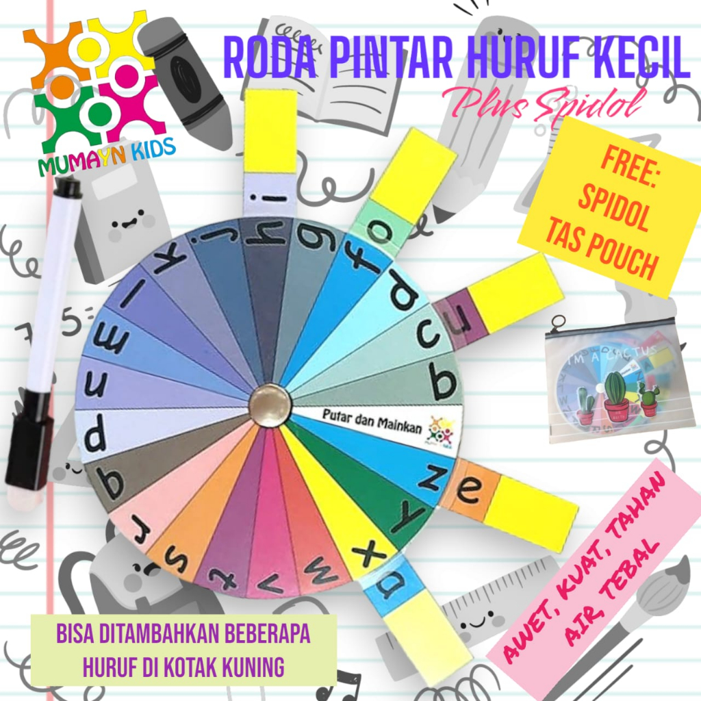 Jual Roda pintar abjad roda baca huruf kecil produk edukasi calistung ...