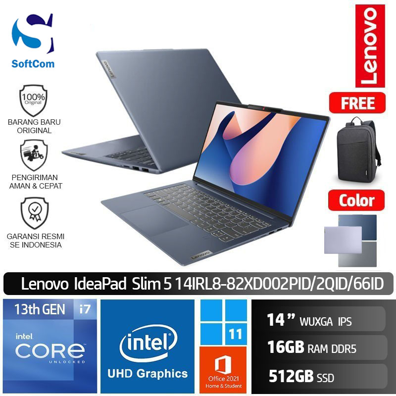 Jual LENOVO IP5 Slim 5 2PID 2QID 66ID i7 13620H/16GB/512GB/14" WUXGA ...