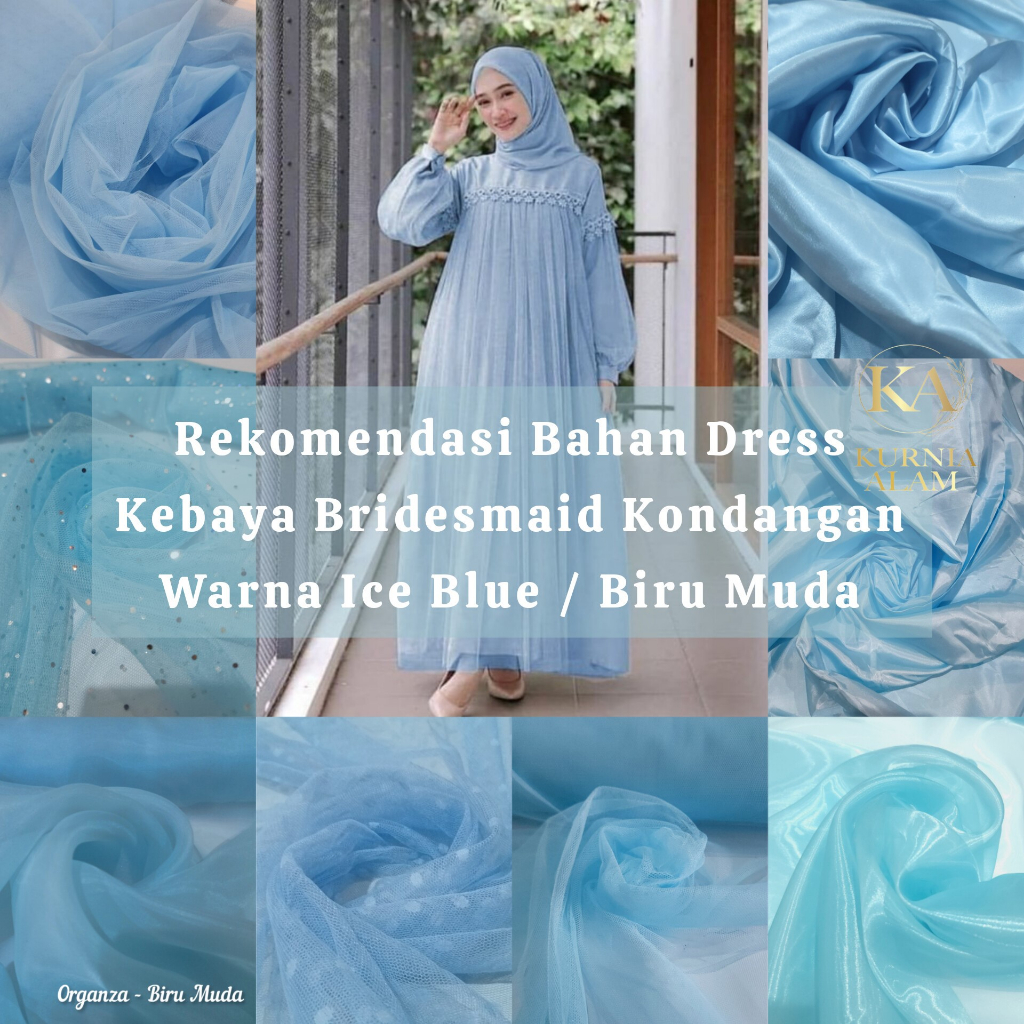 Jual Kain Bahan Bridesmaid Premium warna ICE BLUE/BIRU MUDA Seragam ...