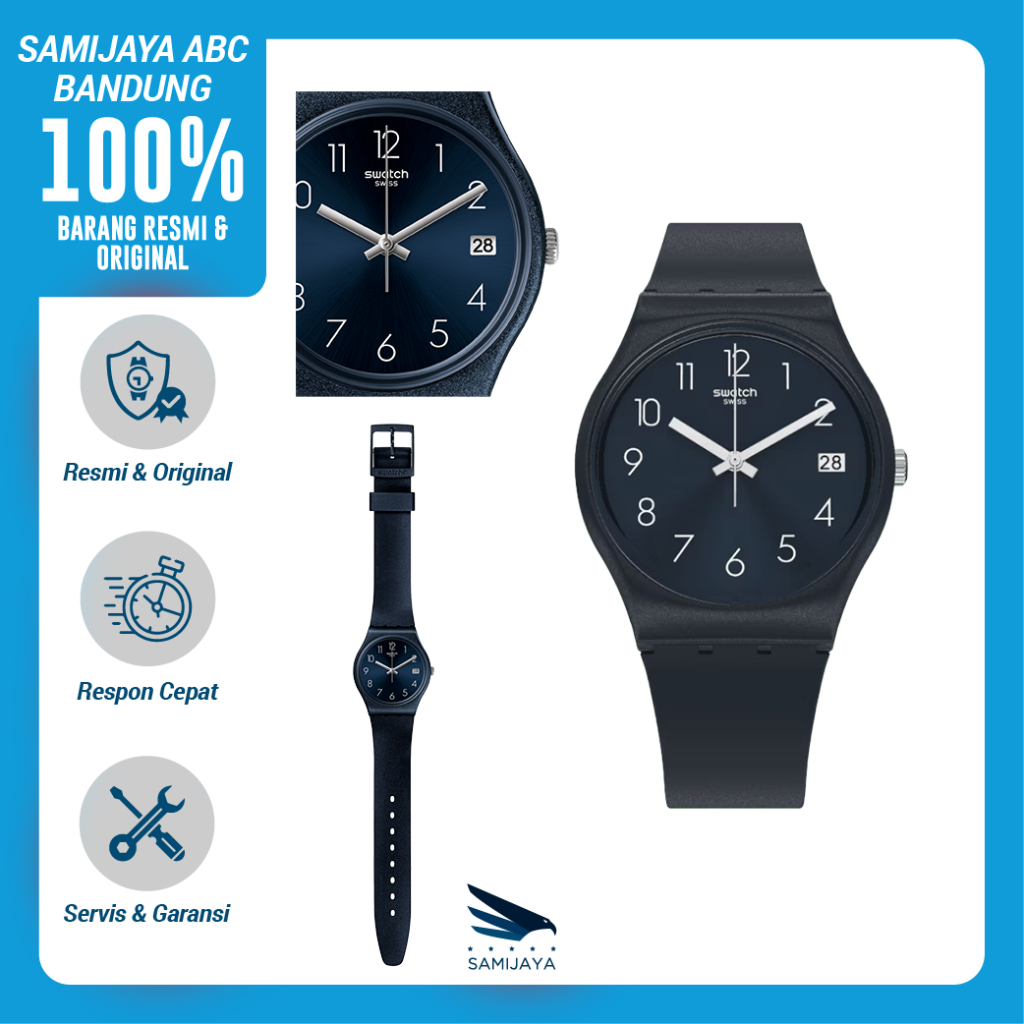 Jual Jam Tangan Pria Swatch GN 414 Rubber Black Original Resmi | Shopee Indonesia