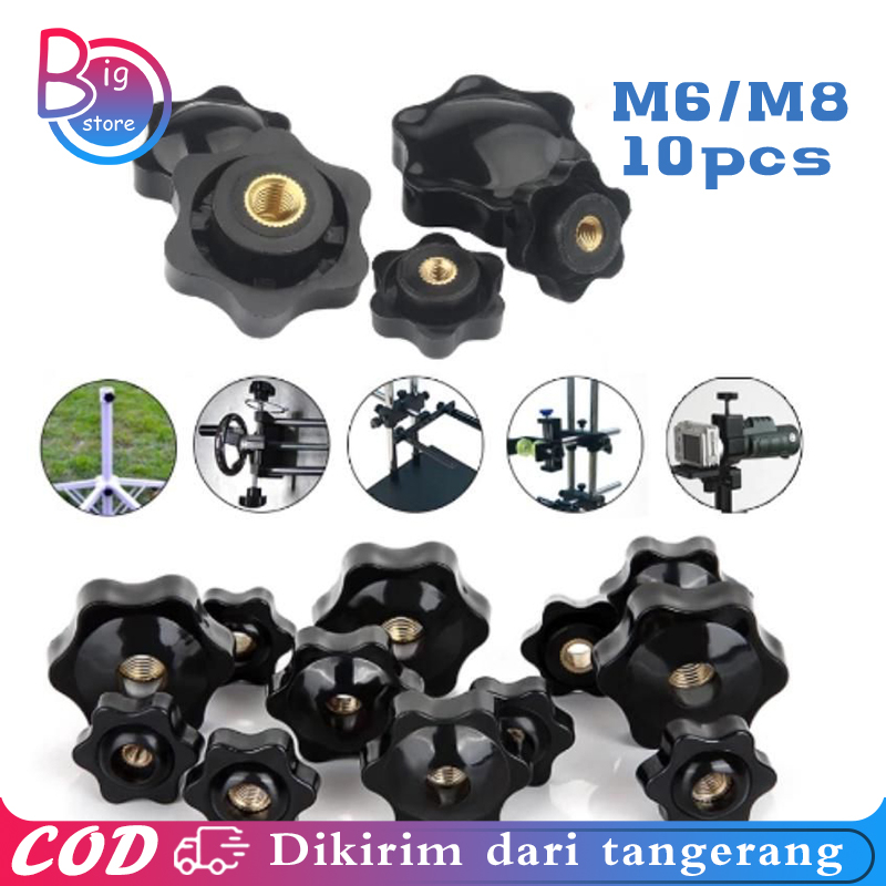 Jual 10pcs Baut Kepala Bintang Diameter M6 M8 Baut Knob Mur Bintang ...