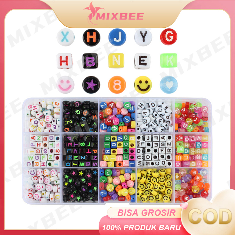 Jual 24 Grid Smiley Huruf Manik-manik Kotak Set DIY Mainan manik ...