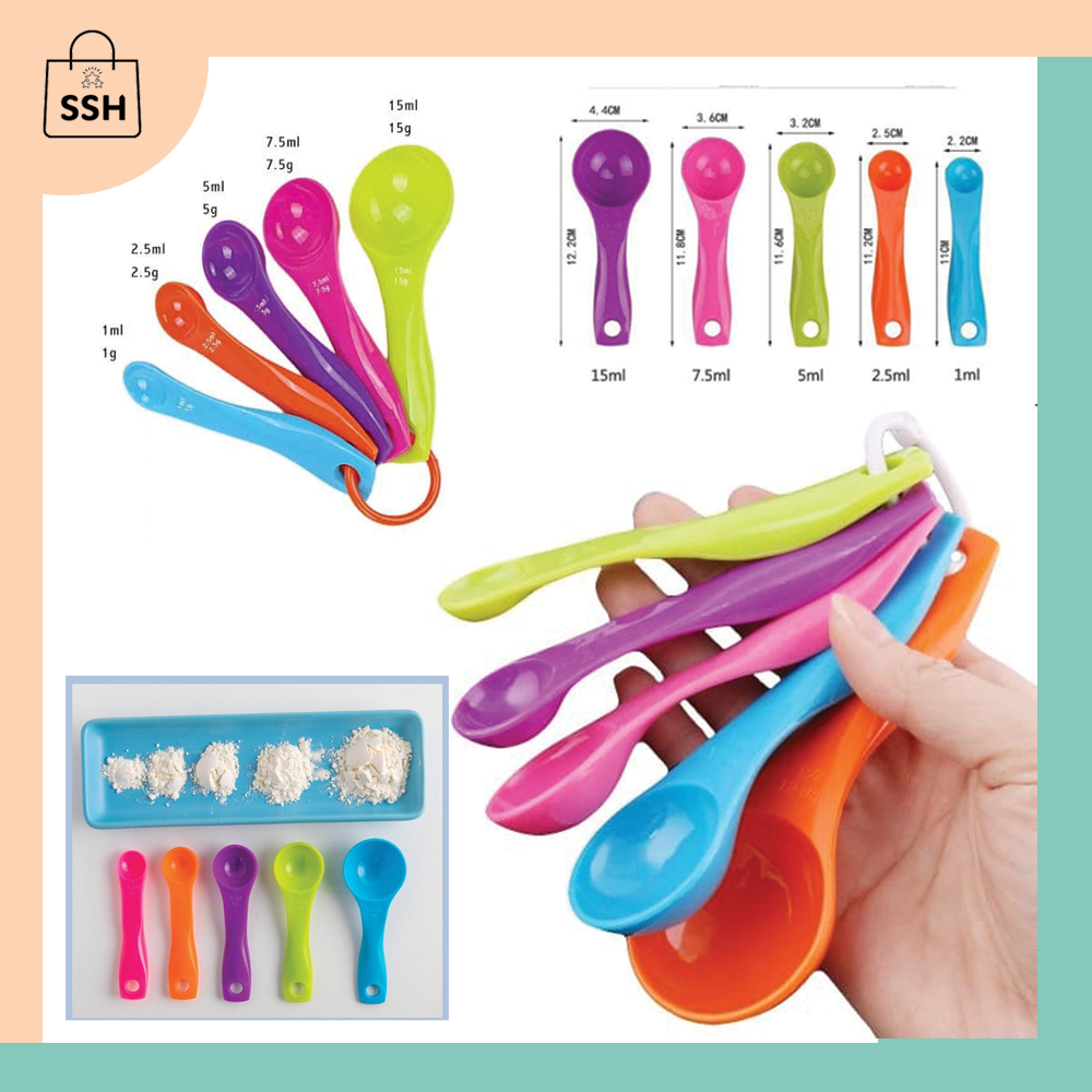 Jual Sendok Takar Set Kecil Warna Warni isi 5 in 1 Measuring Spoon Alat ...