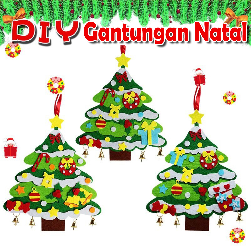 Jual ED92 DIY GANTUNGAN POHON NATAL BAHAN FLANEL, MEMBUAT HIASAN NATAL ...