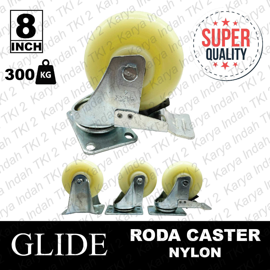 Jual Roda Caster Nylon Glide 35 - 300 Kg Tetap Mati Hidup Rem 1 2 3 4 5 ...