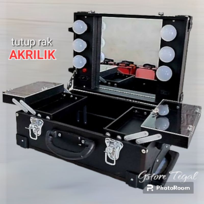 Jual Koper Makeup/Beautycase 40cm 6 Lampu+4 Rak & Tutup Akrilik+Trolly ...