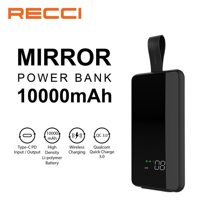 Jual RECCI RPB-P03 Power Bank QI Wireless Charging 10000mAh-Powerbank | Shopee Indonesia