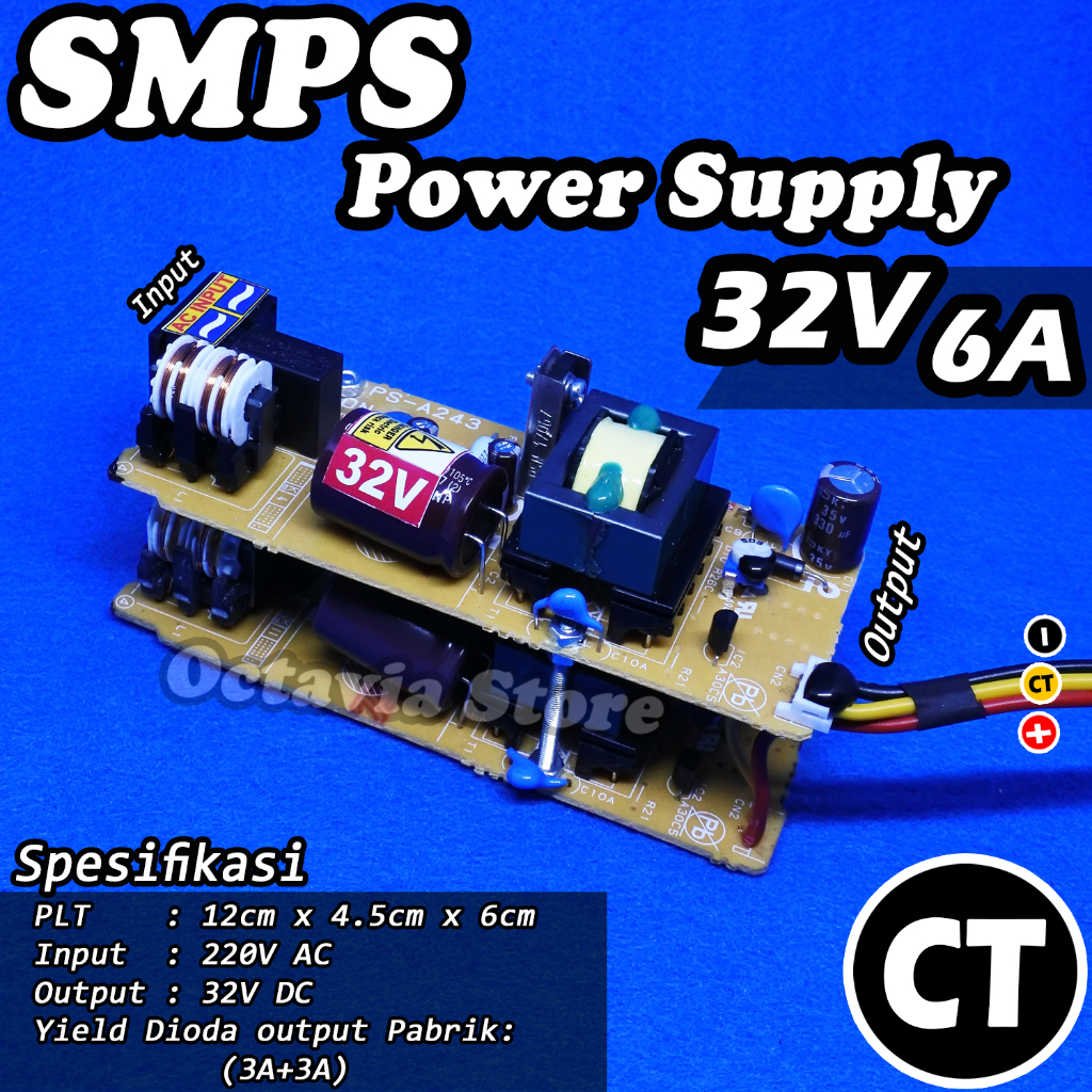 Jual SMPS Adaptor Power Supply 32V 6A CT dan NON CT Kapasitas Besar ...