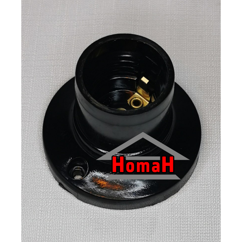 Jual Broco Fitting plafon bulat hitam 210L Ceiling lamp holder Fitting ...