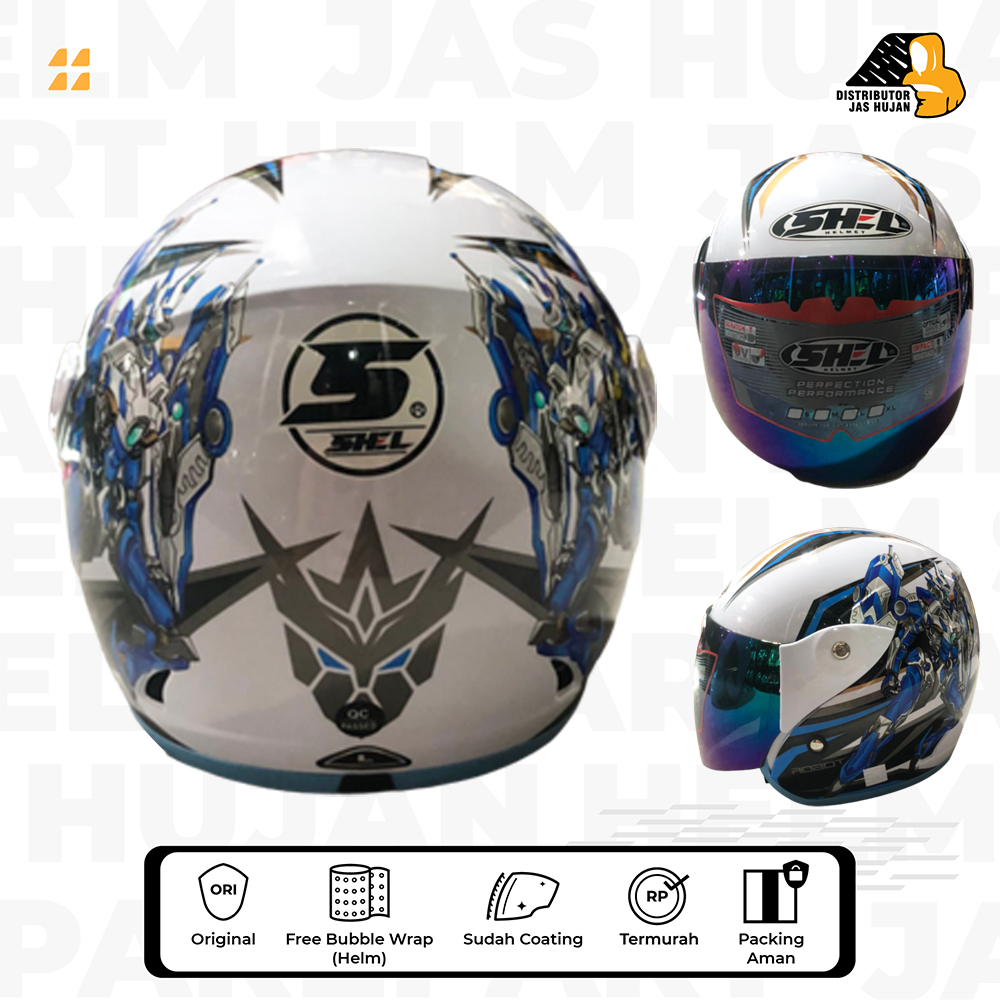 Jual Helm Anak Junior SHEL Transformer Robot Putih | Shopee Indonesia