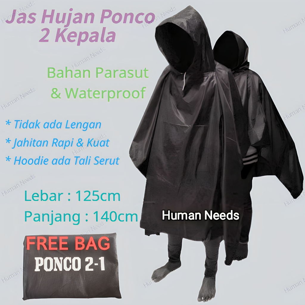 Jual Jas Hujan Ponco 2 Kepala Tebal Bahan Mirip Axio Raincoat Mantel ...