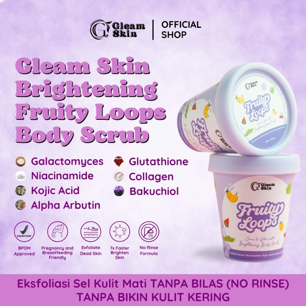 Jual Gleam Skin 7x Brightening Body Scrub Fruity Loops 250gr ...