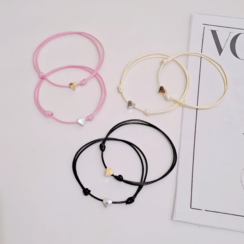 Jual GELANG TALI KOREA BLACK PINK BEIGE BEADED MANIK GELANG SERUT LOVE ...