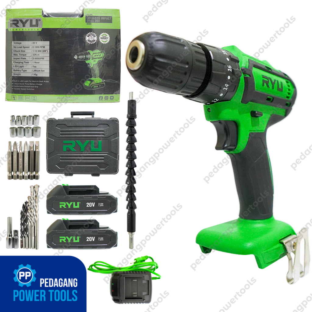 Jual RYU RCI20V MESIN BOR BETON CAS BATERAI 20V CORDLESS IMPACT DRILL SET | Shopee Indonesia