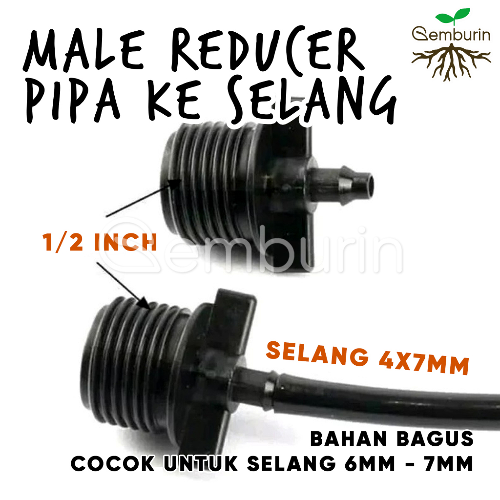 Jual Adapter Male Pipa 1/2 Inch Reducer Ke Selang 4 x 7 mm / Konektor ...
