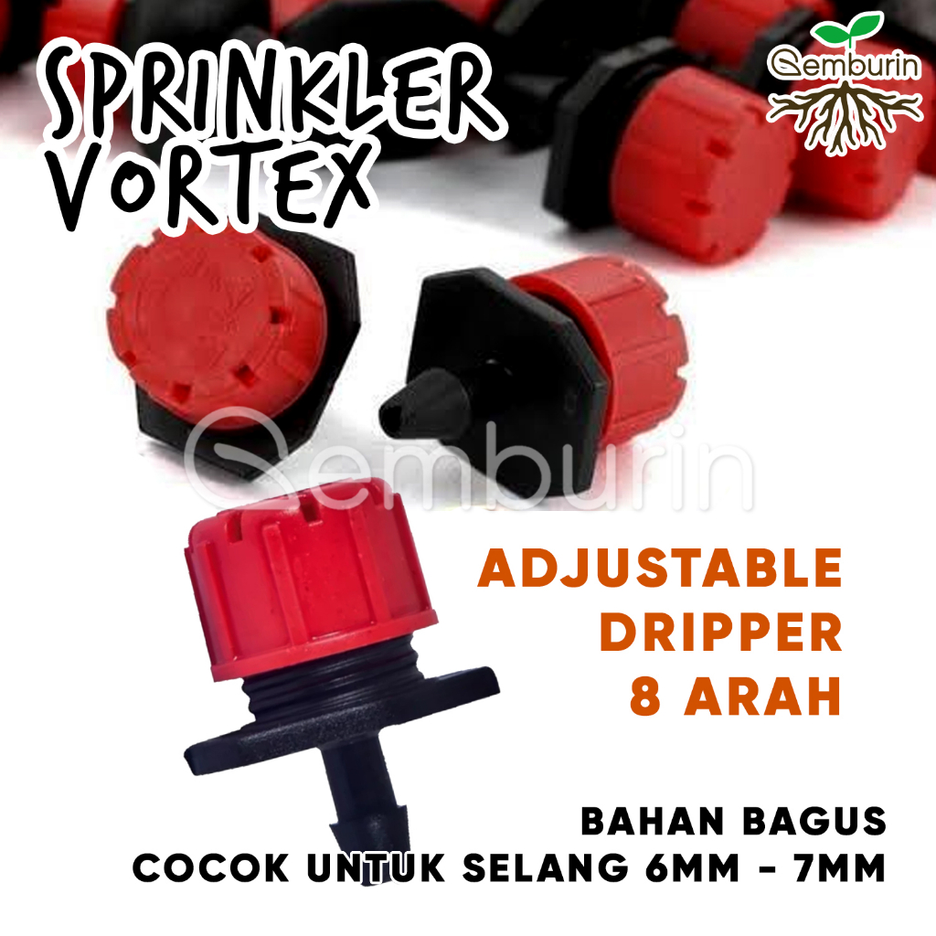 Jual Sprinkler Vortex Adjustable 8 Arah Micro Drip Selang PE 4 X 7 mm ...