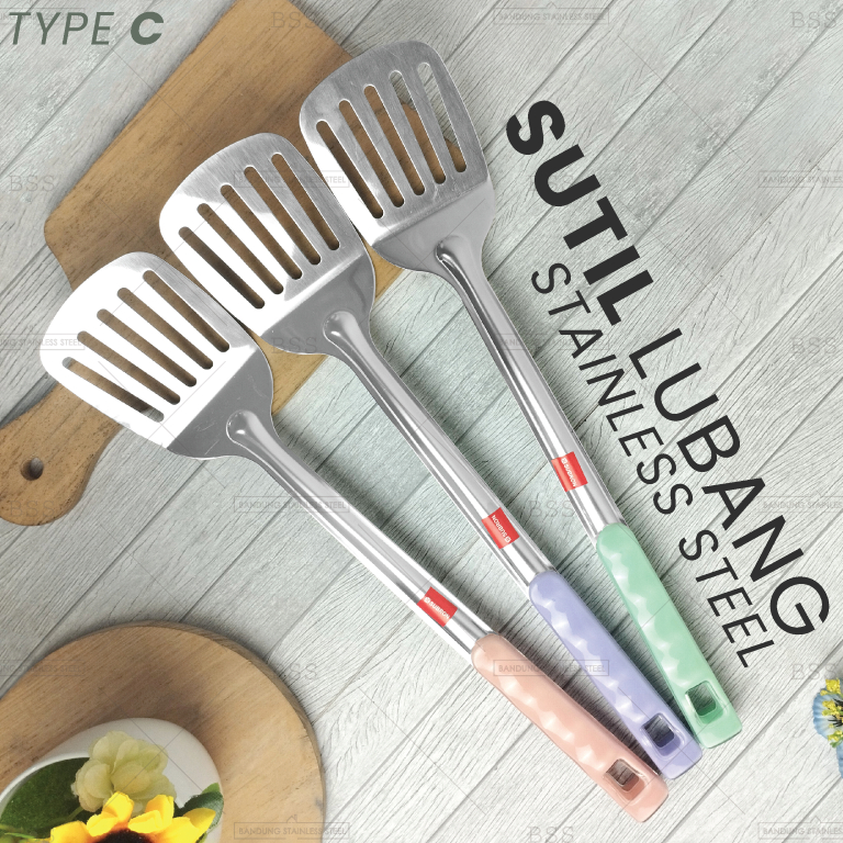 Jual Susuk Sutil Spatula Stainless Lubang Murah Handle Plastik Panjang ...