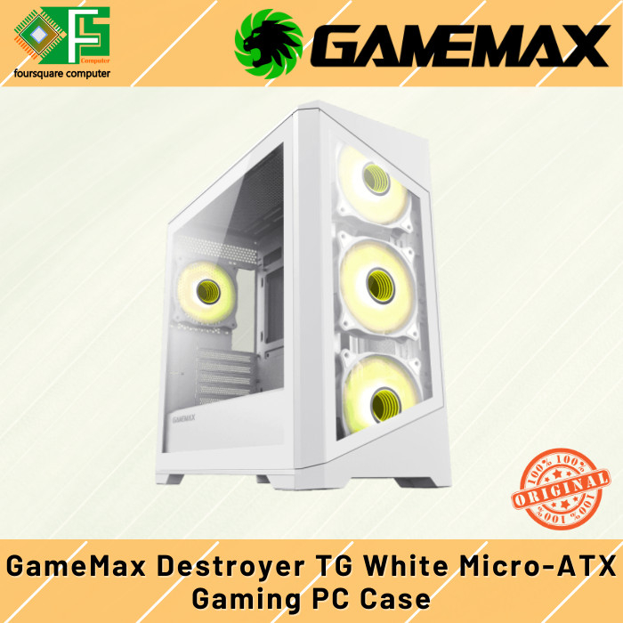 Jual Casing PC Gamemax Destroyer TG White Case M-ATX Gaming + 4x Fan ...