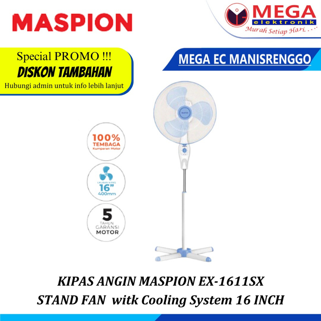 Jual KIPAS ANGIN MASPION EX-1611SX STAND FAN WITH COOLING SYSTEM 16 ...