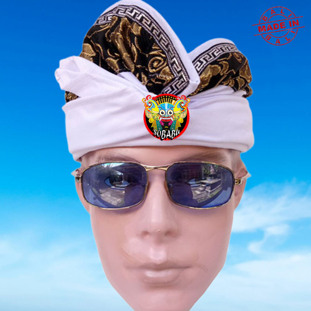 Jual Udeng Bali Dewasa Putih Polos Motif Bunga Mas Setengah Jadi ...