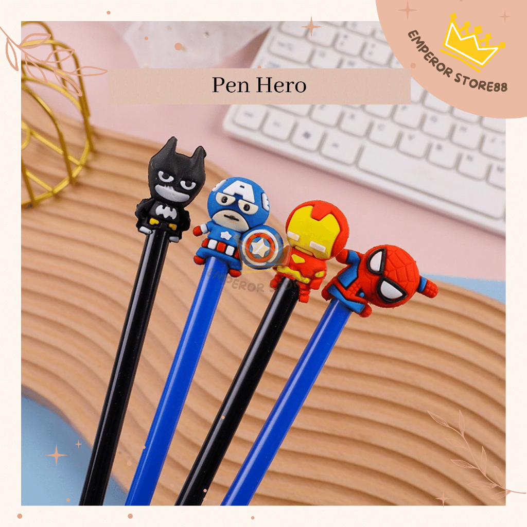 Jual Pena Hero / Pulpen Gel Karakter Super Hero / Pen Hero Alat Tulis Stationary Cute Murah ...