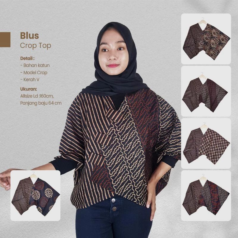Jual Blus Batik Crop Top Warna Sogan - Sekar Ayu Batik | Shopee Indonesia