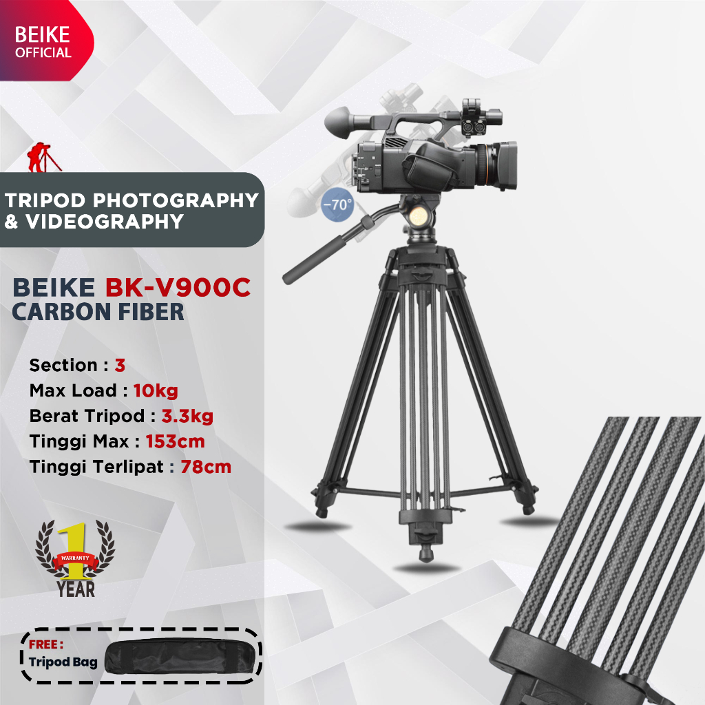 Jual Beike BK-V900C Carbon Fiber Tripod | Shopee Indonesia