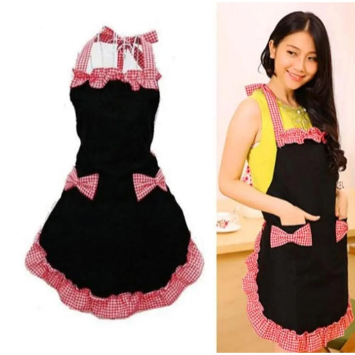 Jual Apron motif polos kombinasi kain kotak kecil barista celemek dapur ...