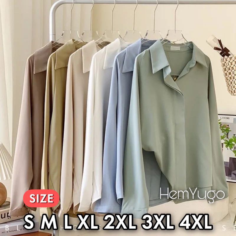 Jual Premium Series HEMYUGO Kemeja Polos Kemeja Kerja Dingin Bahan Cotton Rayon Big Size Ukuran ...