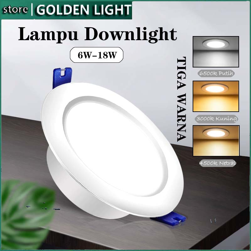 Jual Downlight Panel LED Inbow Bulat/LAMPU DOWNLIGHT LED 3 WARNA/LAMPU PLAFON/6W 9W 12W 18W ...
