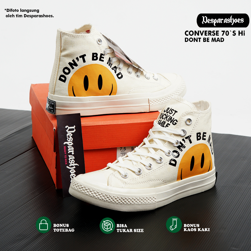 Jual Sepatu Sneakers Wanita Converse 70s High Don't Be Mad Motif Smiley ...