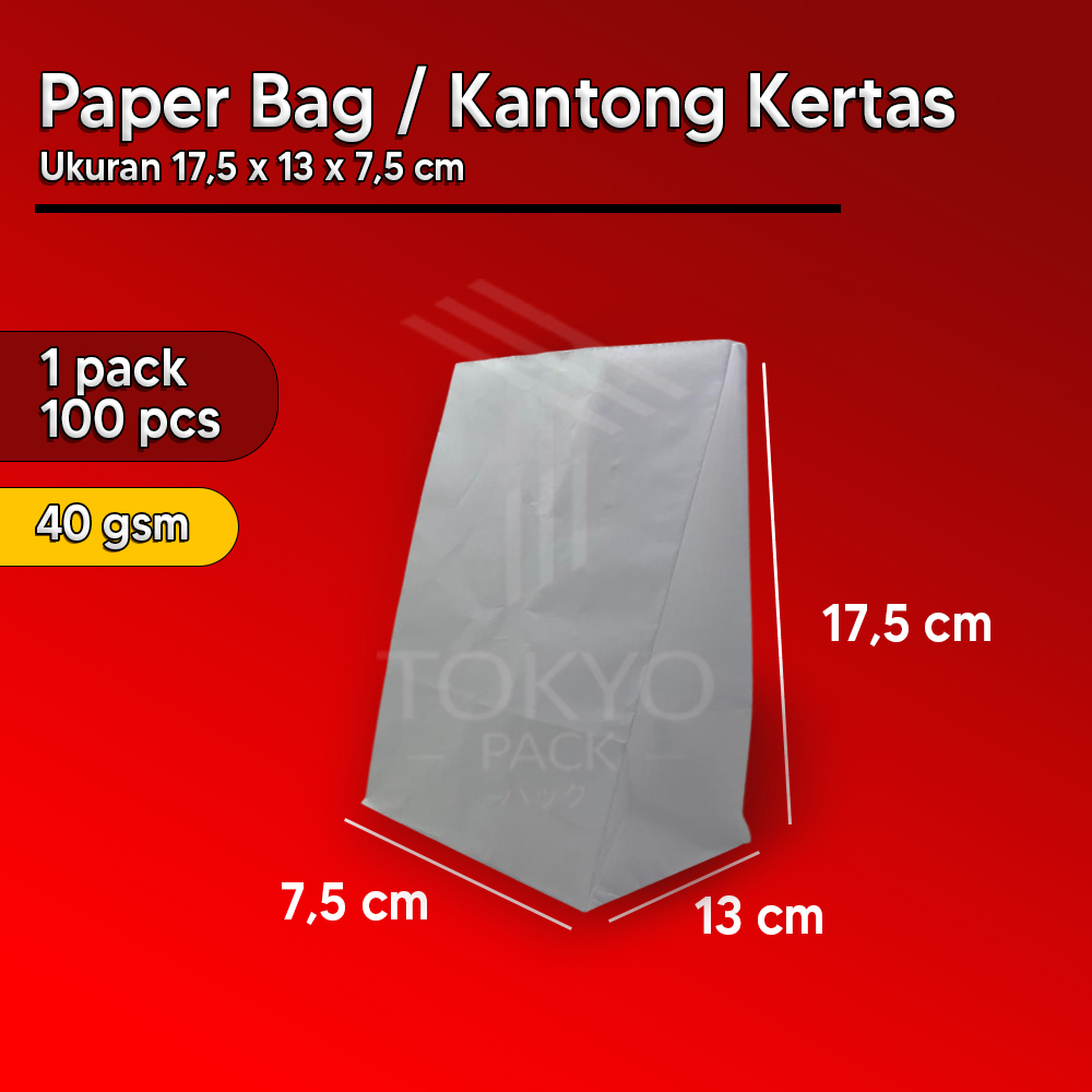 Jual Kantong Kertas Makanan 13x7,5x17,5 / Kertas Roti / Kertas Kemasan ...