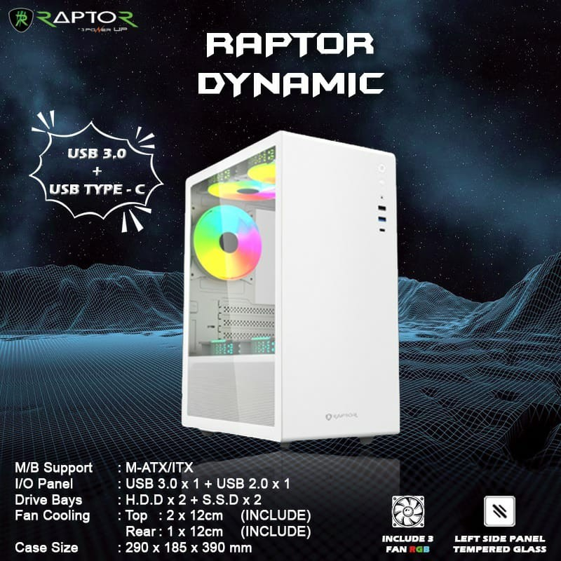Jual CASING RAPTOR DYNAMIC WHITE FREE 3 FAN RGB | Shopee Indonesia