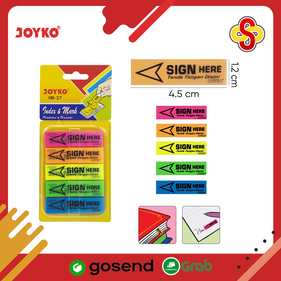 Jual Marker / Index / Penanda / Pembatas Plastik Panah Sign Here Joyko ...