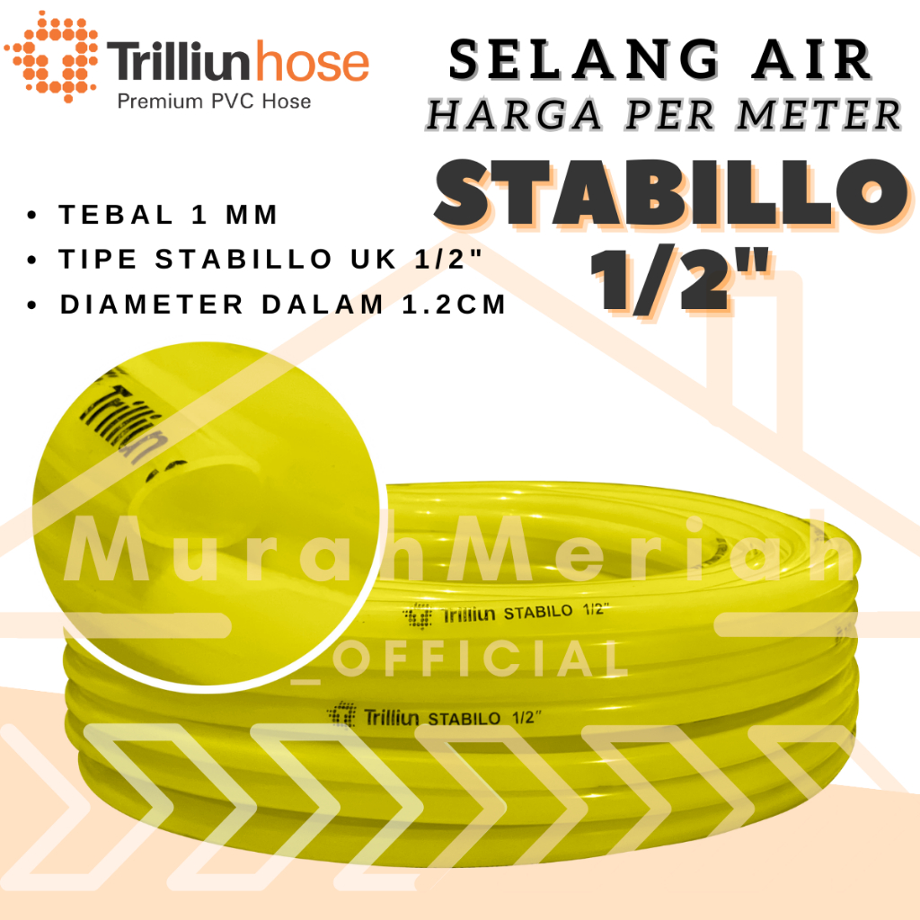 Jual SELANG AIR ELASTIS TRILLIUN STABILLO UK 1/2 INCH ( HARGA PERMETER ) | Shopee Indonesia